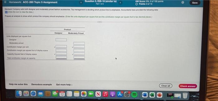 Solved Save Homework Acc 260 Topic 5 Assignment Question