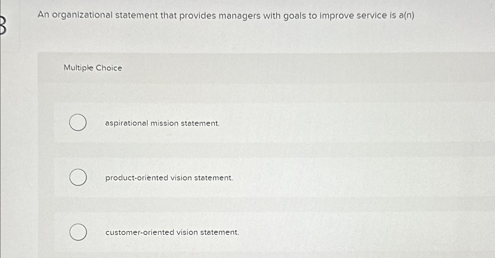 Solved An organizational statement that provides managers | Chegg.com