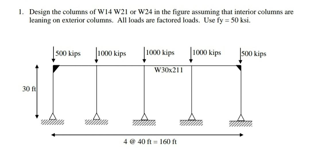 Solved 1. Design the columns of W14 W21 or W24 in the figure | Chegg.com