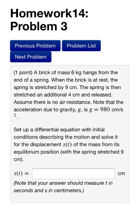 Solved Homework14: Problem 3 Previous Problem Problem List | Chegg.com