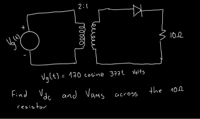 Solved Find Vdc and VRMS across the 10Ω resistor | Chegg.com