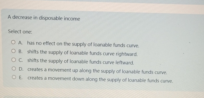 Solved A Decrease In Disposable Incomeselect Onea ﻿has No 2394