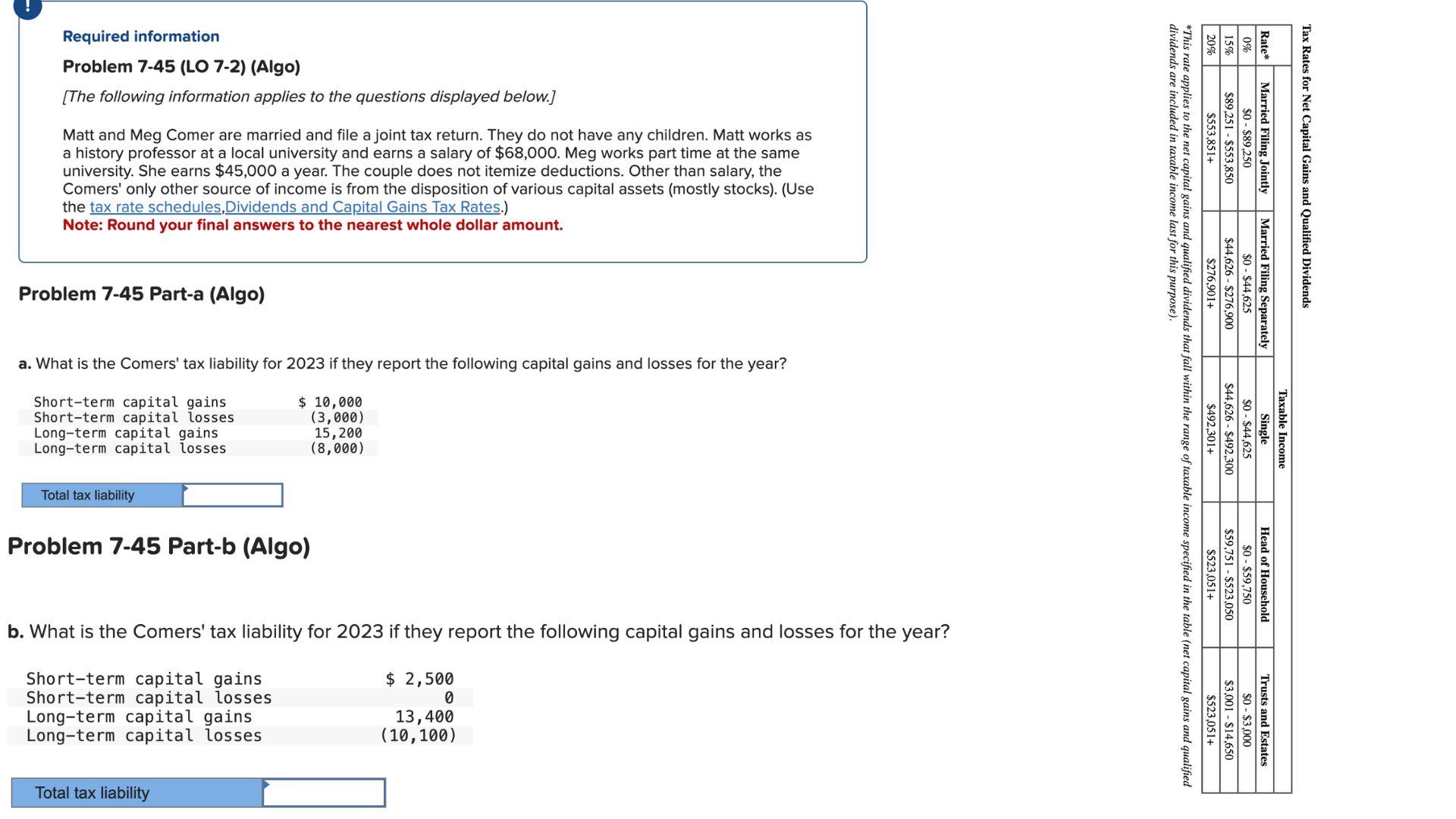 Solved Required informationProblem 7-45 (LO 7-2) (Algo)[The | Chegg.com