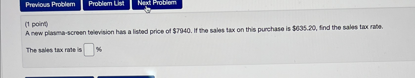 Solved Next Problem(1 ﻿point)A new plasma-screen television | Chegg.com