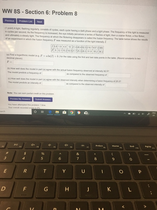 Solved WW 8S - Section 6: Problem 8 Previous Problem List | Chegg.com