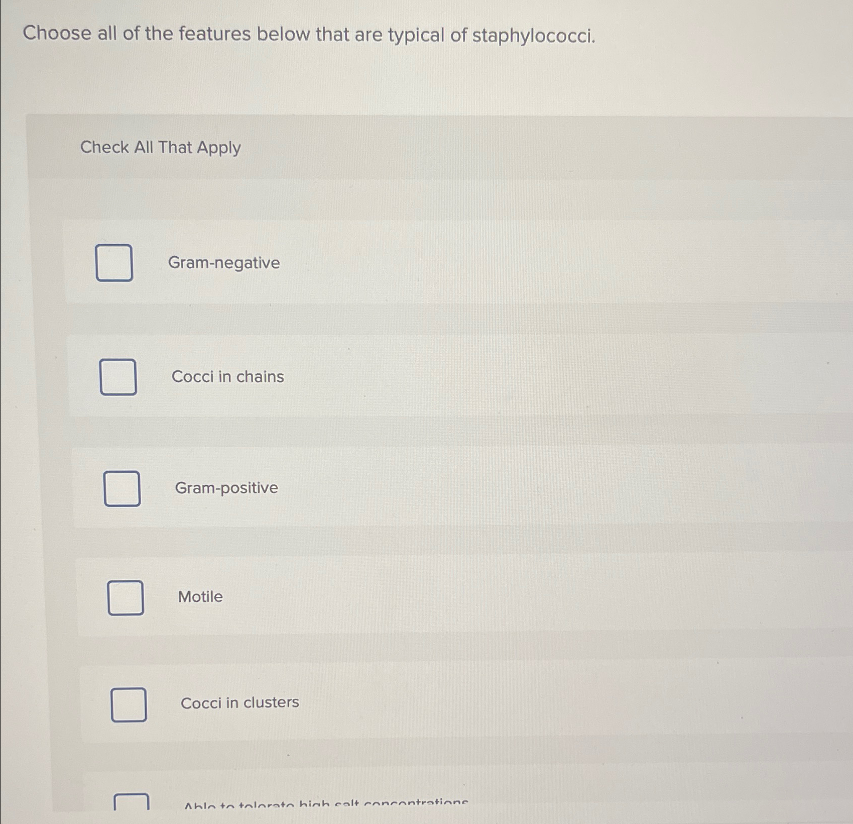 Solved Choose all of the features below that are typical of | Chegg.com
