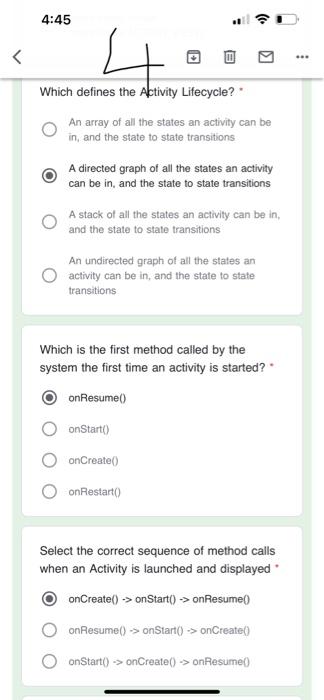 Solved Select the correct sequence of method calls when an | Chegg.com