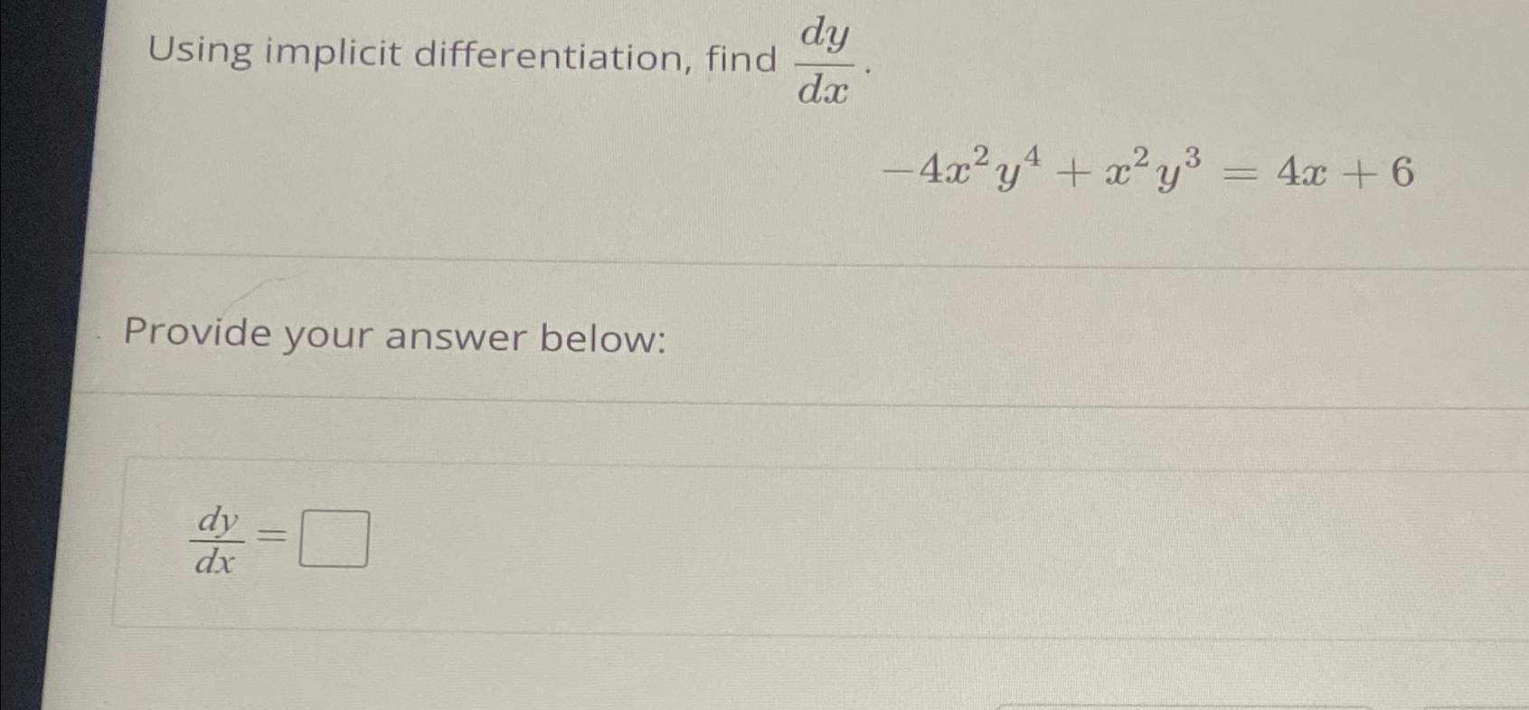 Solved Using implicit differentiation, find | Chegg.com
