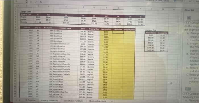 Solved (3.2) Calculate freight cost based on the shipping | Chegg.com