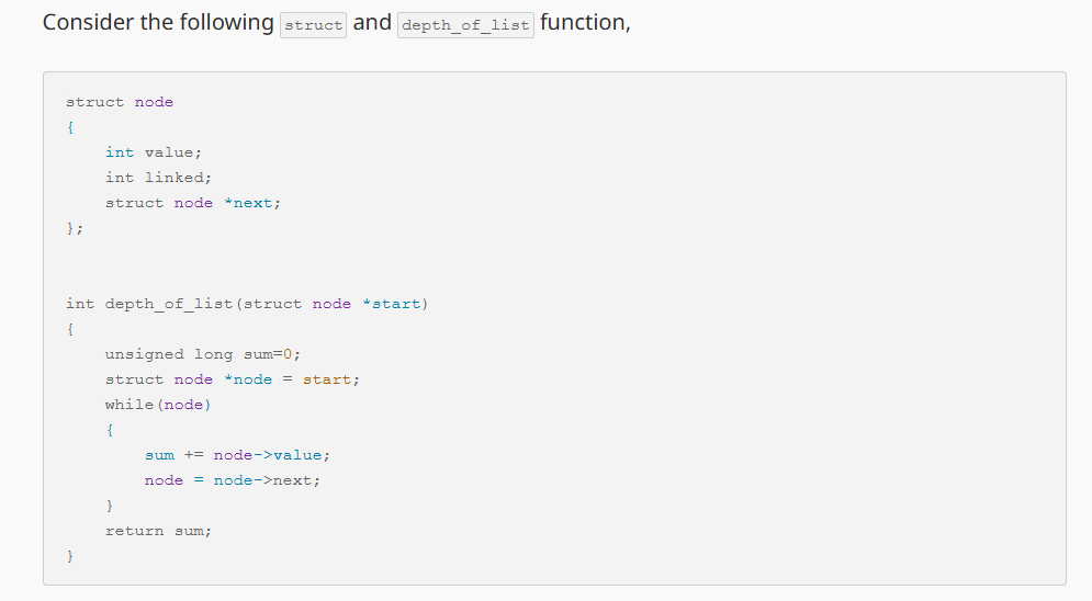 Solved Consider the following struct and depth_of_list | Chegg.com