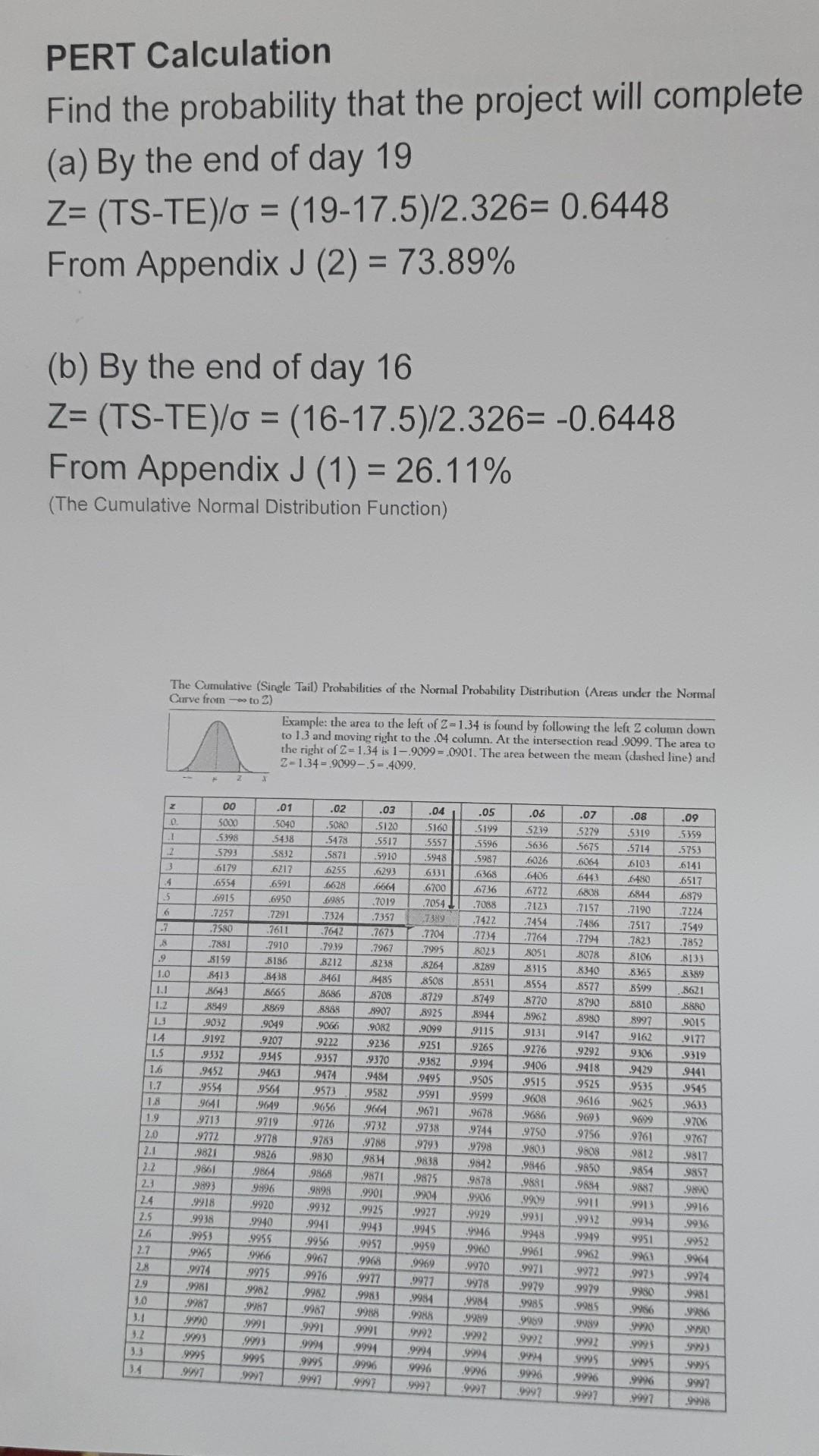 Solved PERT Calculation Find the probability that the | Chegg.com
