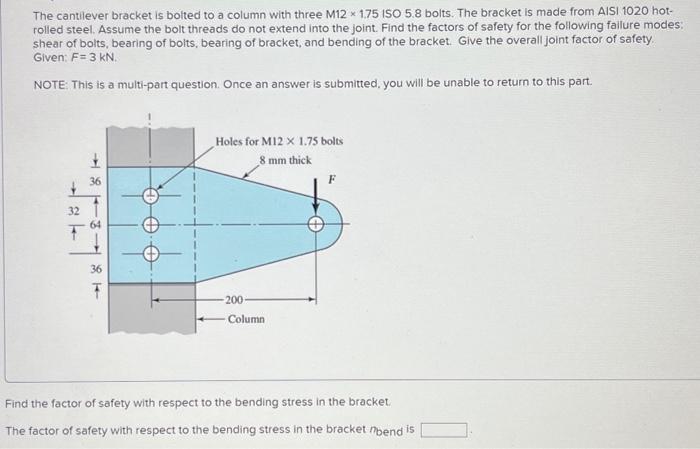 Solved The cantilever bracket is bolted to a column with | Chegg.com
