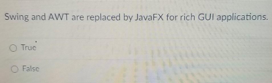 Solved Swing and AWT are replaced by JavaFX for rich GUI | Chegg.com