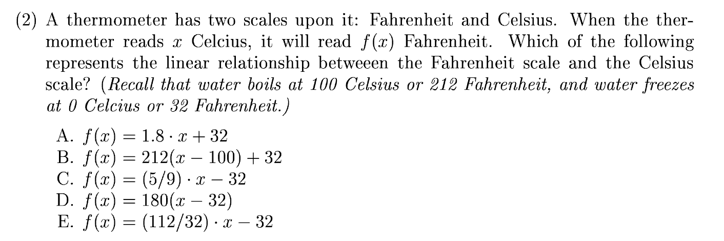 Solved (2) ﻿A thermometer has two scales upon it: Fahrenheit | Chegg.com
