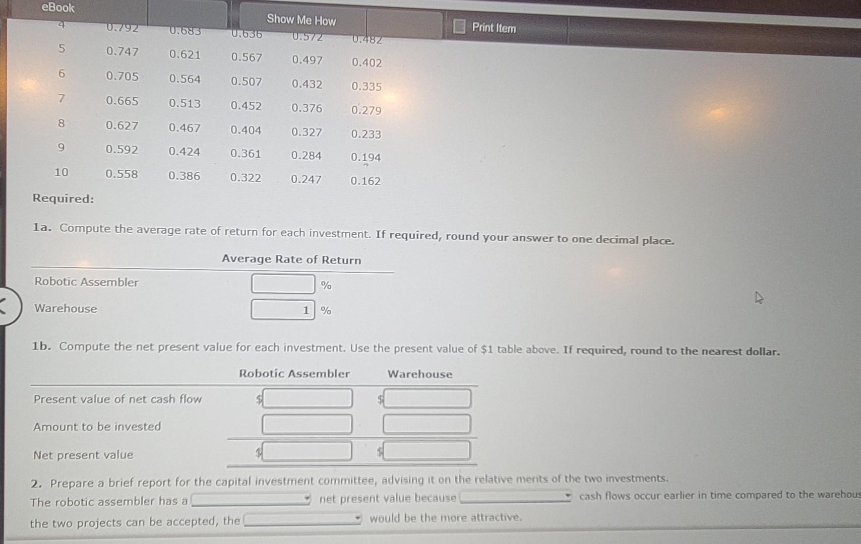 Solved Average rate of return method, net present value | Chegg.com
