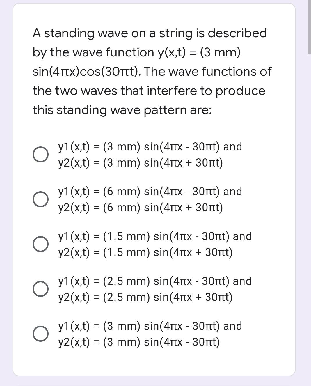 Solved = A standing wave on a string is described by the | Chegg.com