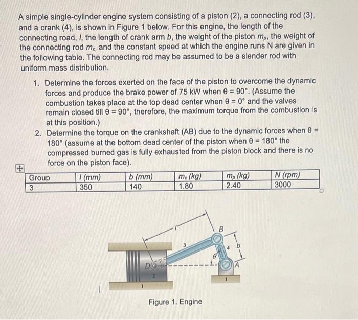 Solved A simple single-cylinder engine system consisting of | Chegg.com