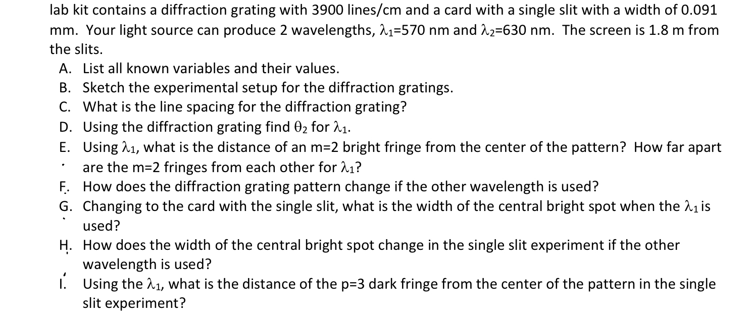 Solved lab kit contains a diffraction grating with 3900 | Chegg.com