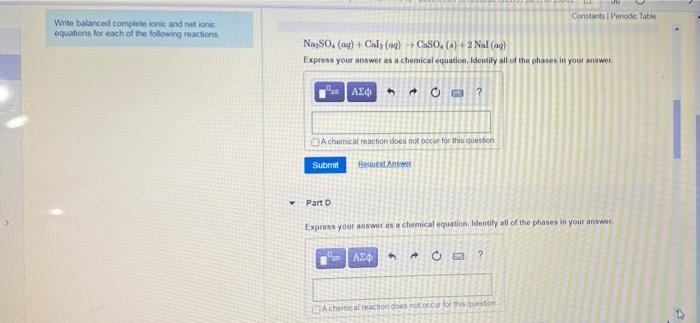 Solved Constants Periodic Table Write balanced complete one | Chegg.com