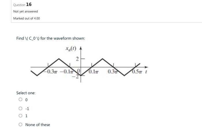 Solved Find \(C−0∪ for the waveform shown: Select one: 0 −1 | Chegg.com