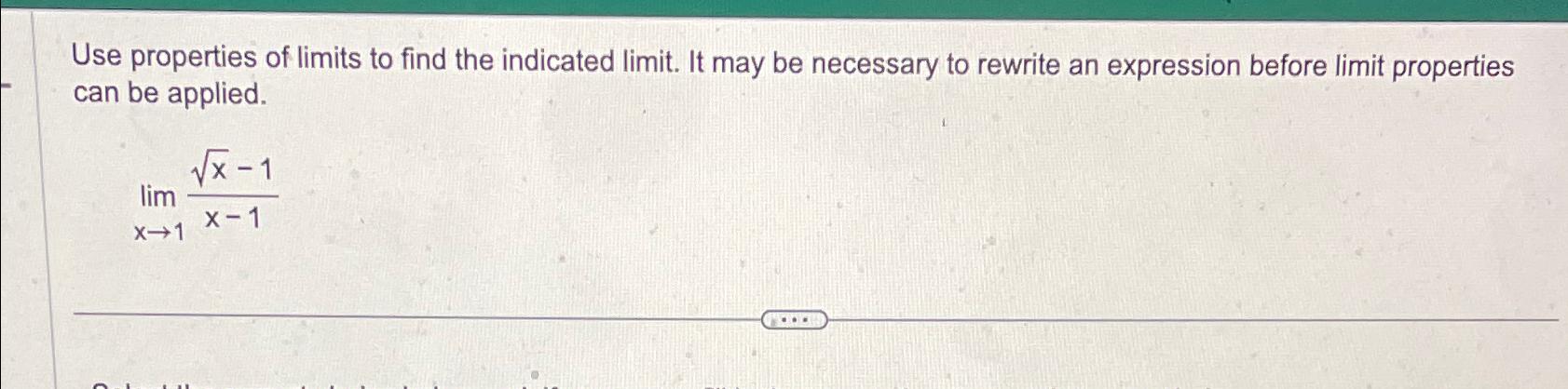 Solved Use properties of limits to find the indicated limit. | Chegg.com