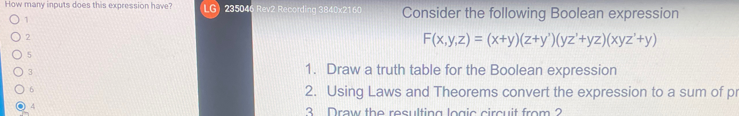 Solved How many inputs does this expression | Chegg.com