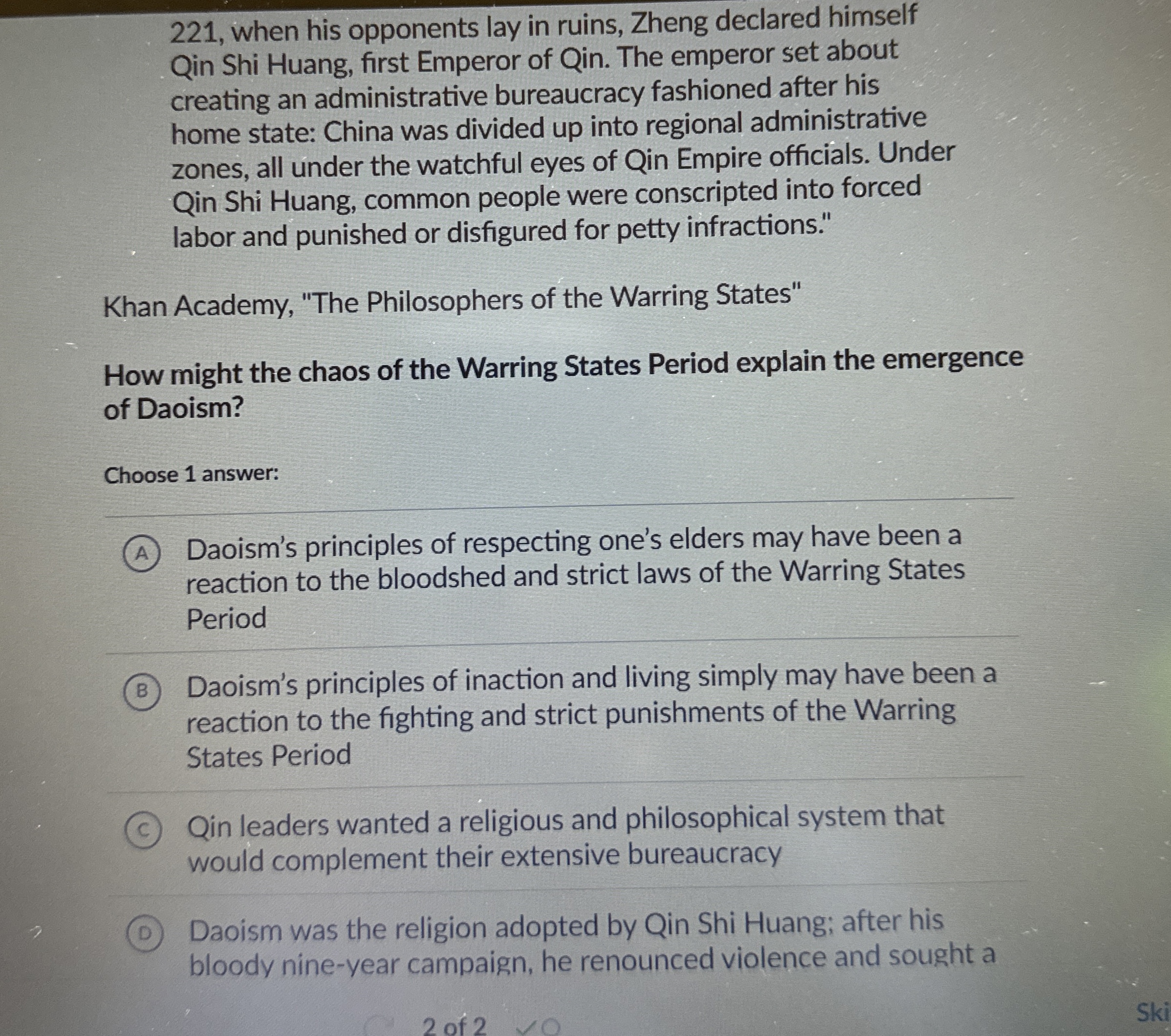 Solved 221, ﻿when his opponents lay in ruins, Zheng declared | Chegg.com