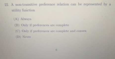 Solved A non-transitive preference relation can be | Chegg.com
