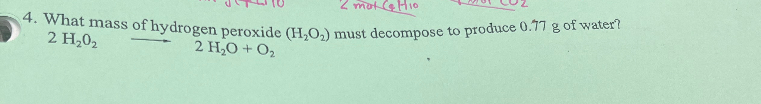 What mass of hydrogen peroxide (H2O2) ﻿must decompose | Chegg.com