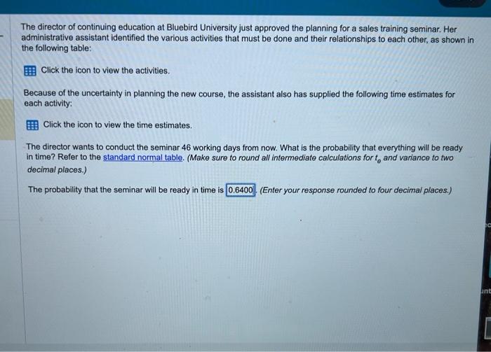 Solved The director of continuing education at Bluebird | Chegg.com