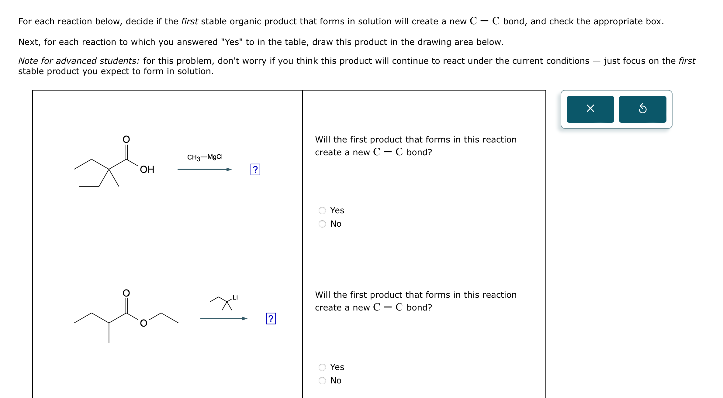 Solved For each reaction below, decide if the first stable | Chegg.com