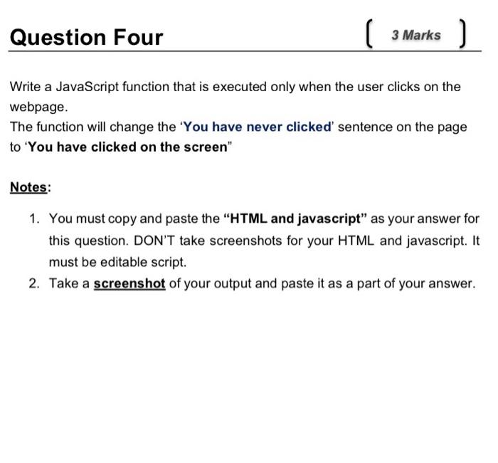 Solved Write a JavaScript function that is executed only | Chegg.com