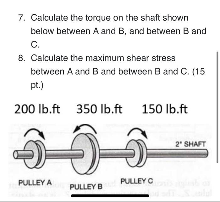 Solved 7. Calculate the torque on the shaft shown below | Chegg.com