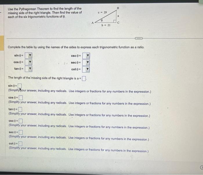 Solved Use the Pythagorean Theorem to find the length of | Chegg.com