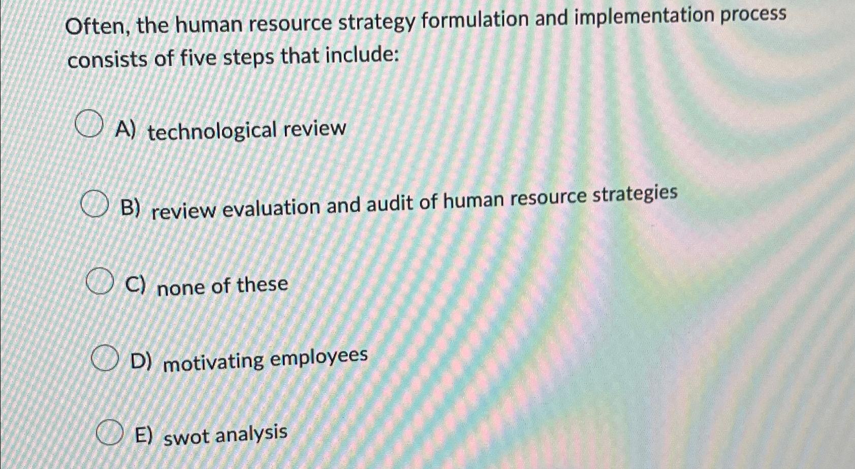 Solved Often, the human resource strategy formulation and | Chegg.com