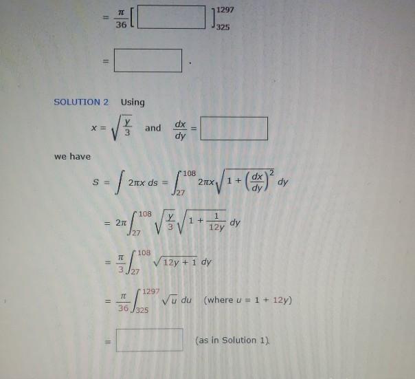 Solved Frony EXAMPLE 2 The arc of the parabola y = 3x2 from | Chegg.com