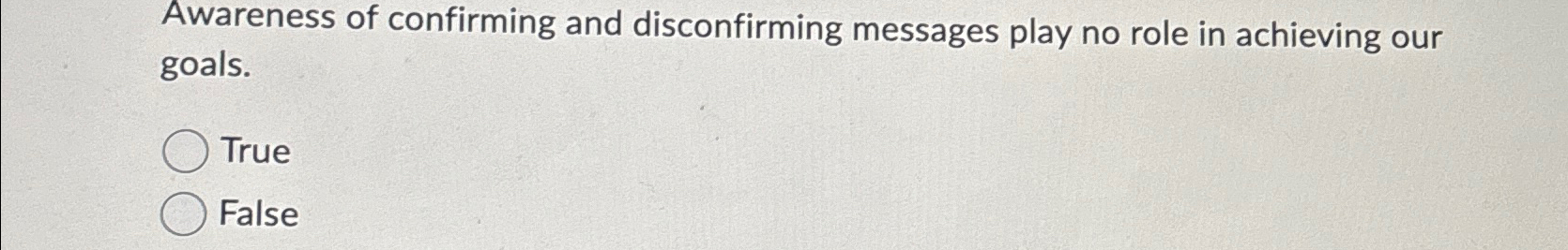 Solved Awareness of confirming and disconfirming messages | Chegg.com
