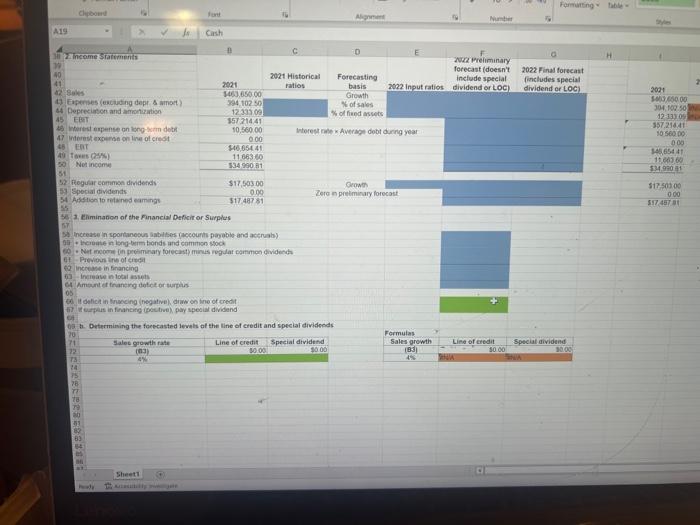 Excel Activity: Forecasting Financial StatementsStart | Chegg.com