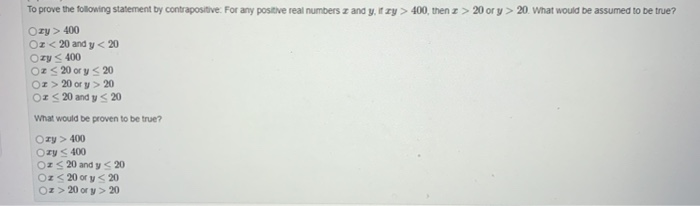 Solved To prove the following statement by contrapositive. | Chegg.com