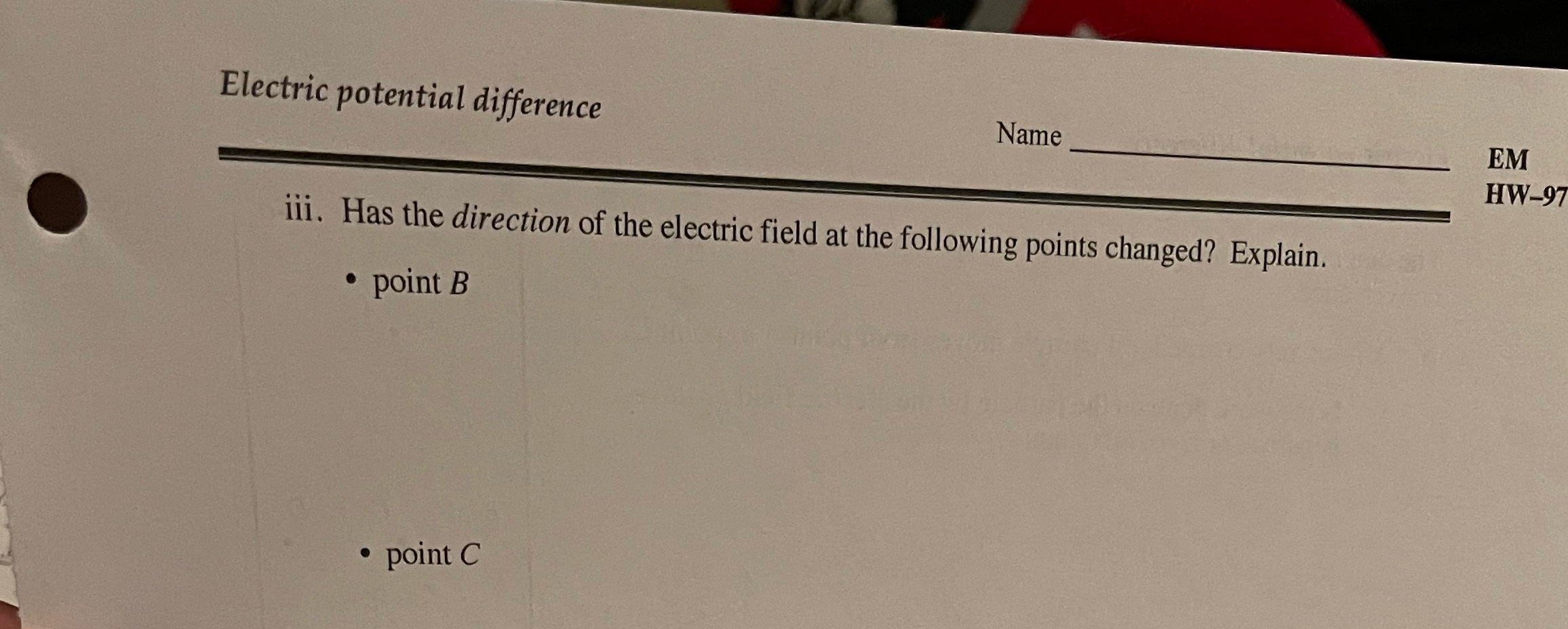 Solved Electric potential differenceNamEMiii. Has the | Chegg.com
