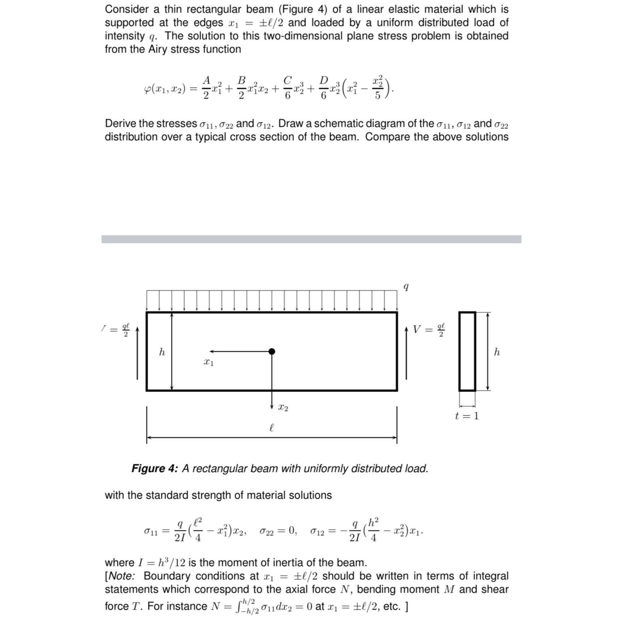 Solved Consider a thin rectangular beam (Figure 4 ) ﻿of a | Chegg.com