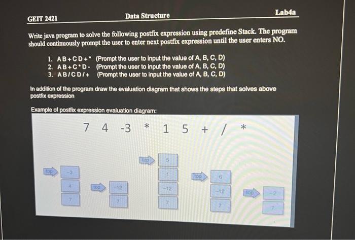 Solved Lab4a Geit 2421 Data Structure Write Java Program To