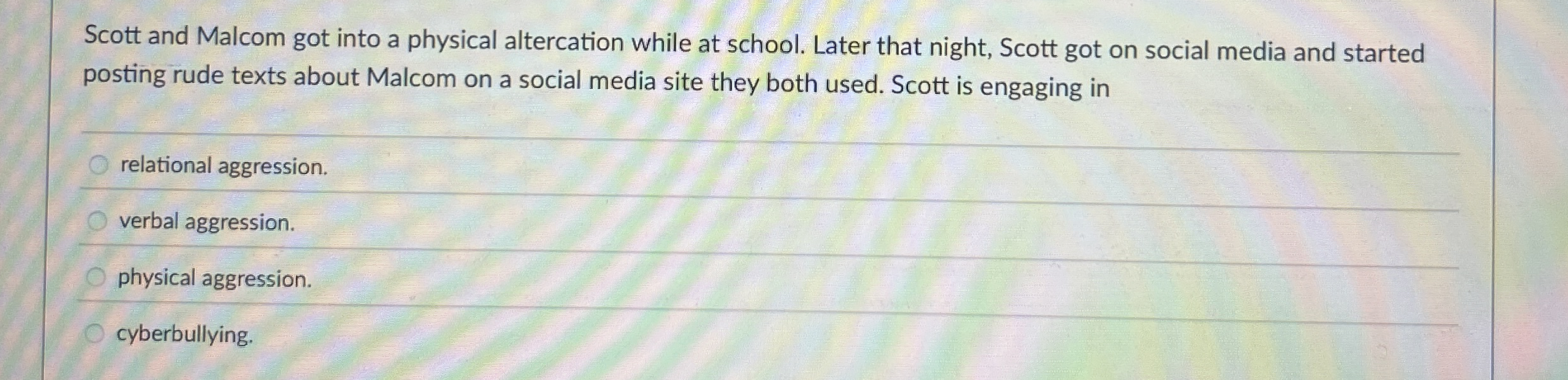 Solved Scott and Malcom got into a physical altercation | Chegg.com