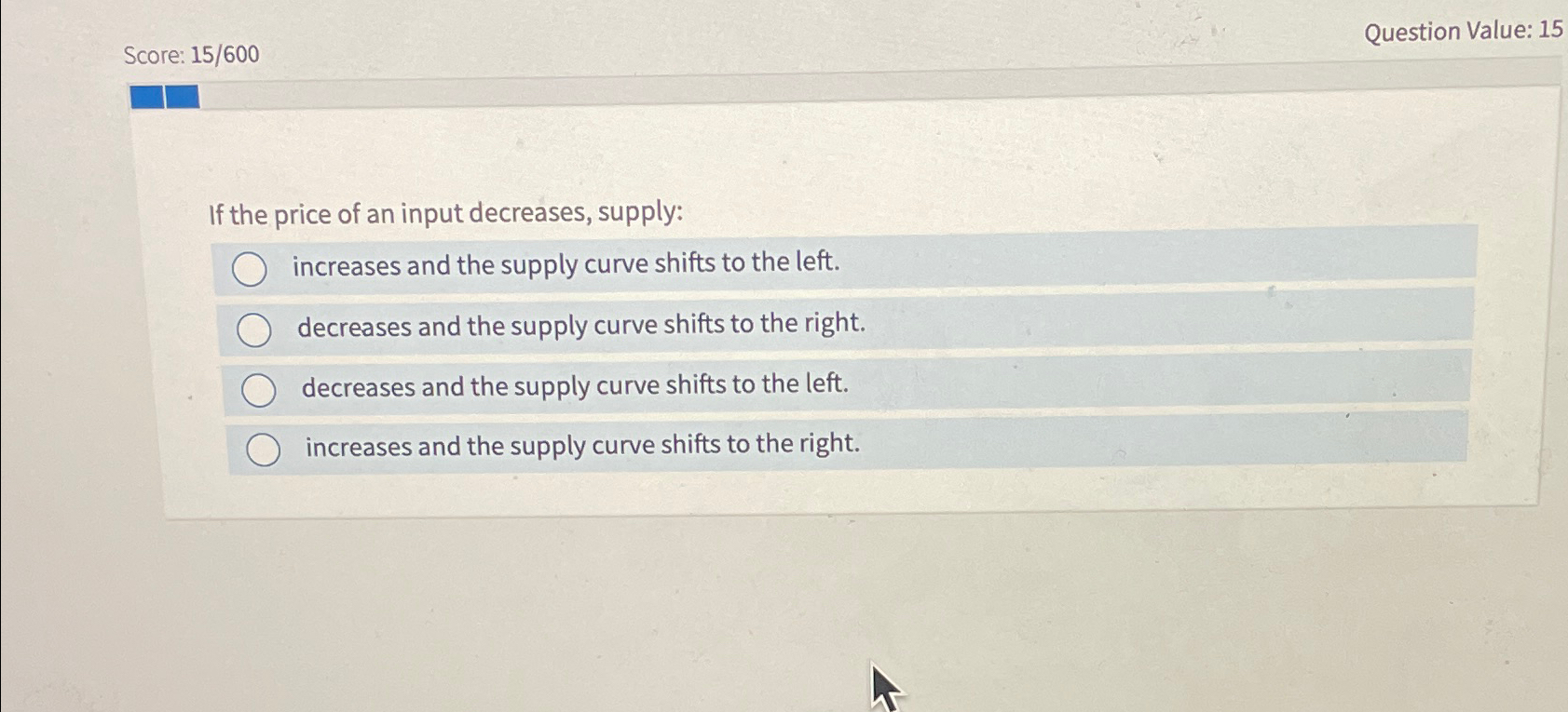 Solved Score: 15/600Question Value: 15If the price of an | Chegg.com Solved Score: 15/600Question Value: 15If the price of an | Chegg.com