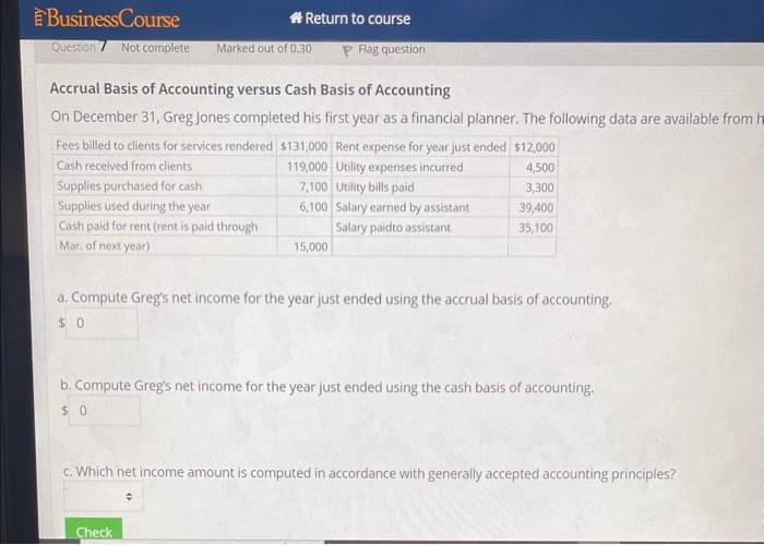 Solved Accrual Basis of Accounting versus Cash Basis of | Chegg.com