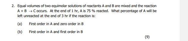 Solved 2. Equal volumes of two equimolar solutions of | Chegg.com