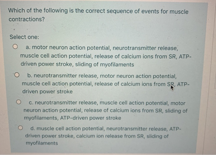 Solved Which of the following is the correct sequence of | Chegg.com