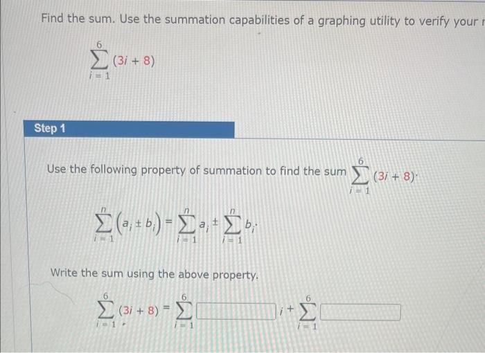 Solved Find the sum. Use the summation capabilities of a | Chegg.com