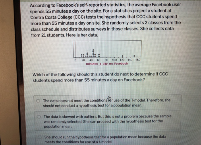 Solved According to Facebook's self-reported statistics, the | Chegg.com