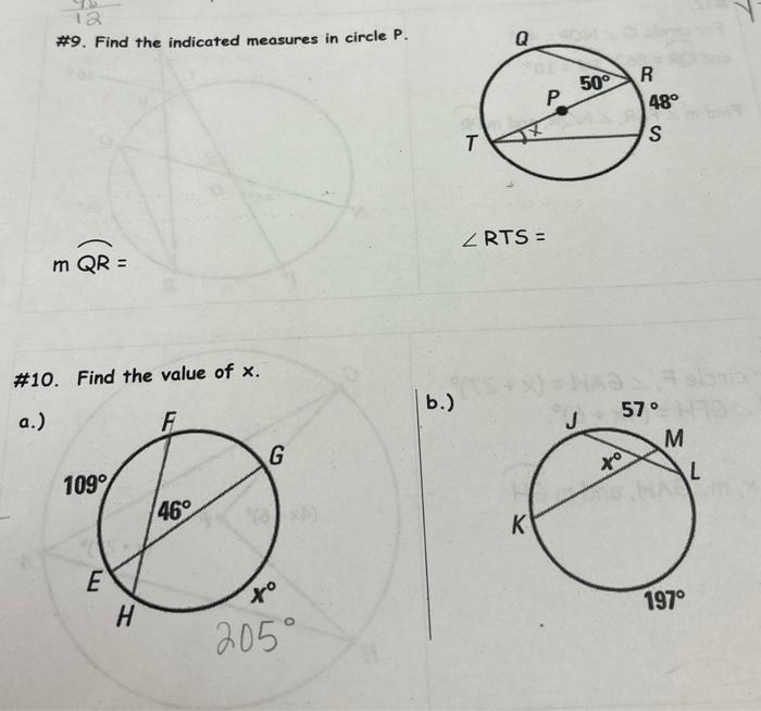 Solved \#9. Find the indicated measures in circle P. mQR= | Chegg.com Solved \#9. Find the indicated measures in circle P. mQR= | Chegg.com